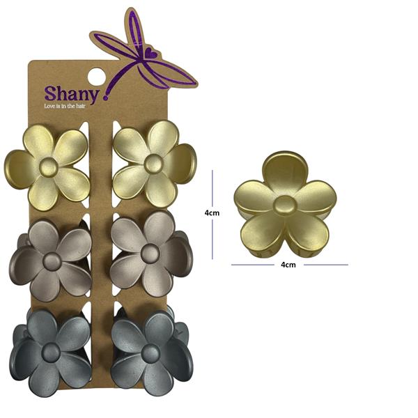 SET DE 6 GANCHOS FORMAS DE FLOR COLORES SURT 4CM | American Beauty Supply