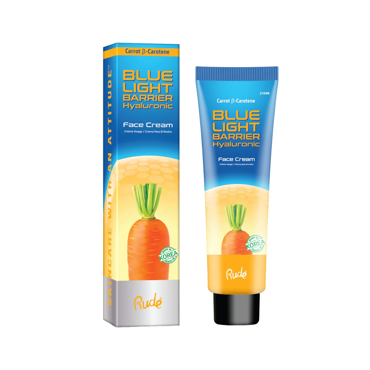 RUDE COSMETICS BLUE LIGHT BARRIER HIALURONIC - CARROT FACE CREAM (RC-2 ...